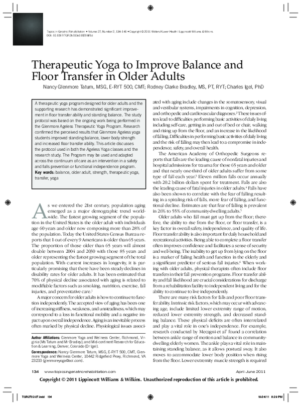 (PDF) Therapeutic Yoga to Improve Balance and Floor Transfer in Older ...