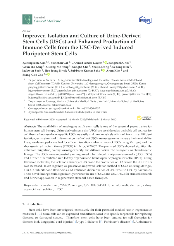 (PDF) Clinical Medicine Improved Isolation and Culture of Urine-Derived ...