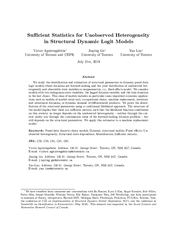 (PDF) Sufficient Statistics for Unobserved Heterogeneity in Structural ...