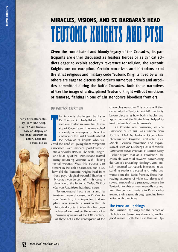 (PDF) Miracles, Visions, And St. Barbara's Head: Teutonic Knights And PTSD