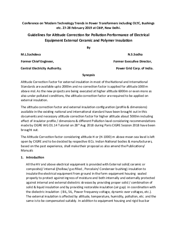 (DOC) Guidelines for Altitude Correction for Pollution Performance of ...