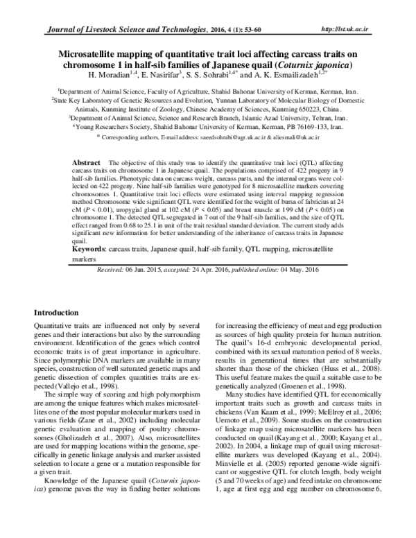 Pdf Microsatellite Mapping Of Quantitative Trait Loci Affecting Carcass Traits On Chromosome 1