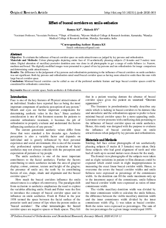 (PDF) Effect of buccal corridors on smile esthetics
