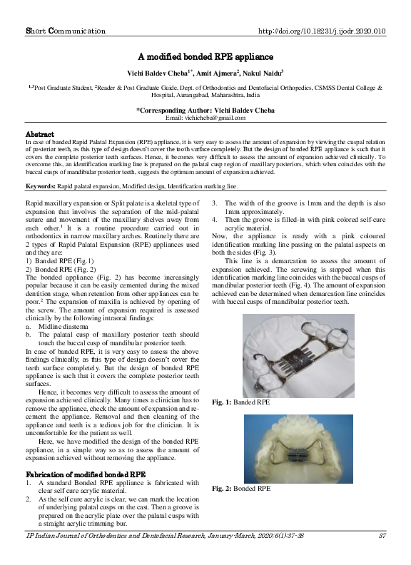 (PDF) A modified bonded RPE appliance