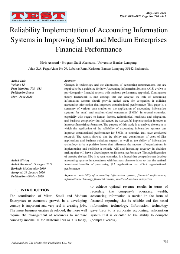 (PDF) Reliability Implementation of Accounting Information Systems in ...