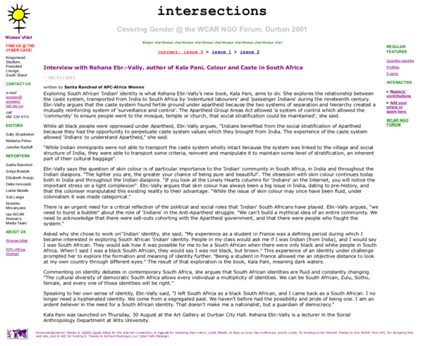 (PDF) Interview with Rehana Ebr.-Vally, author of Kala Pani, Colour and ...