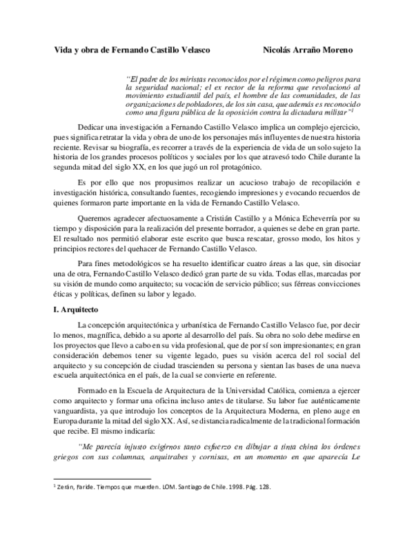 (PDF) Vida y obra de Fernando Castillo Velasco