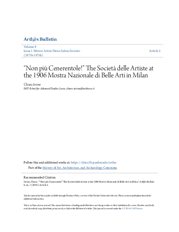 (PDF) Artl@s Bulletin "Non più Cenerentole!" The Società delle Artiste ...