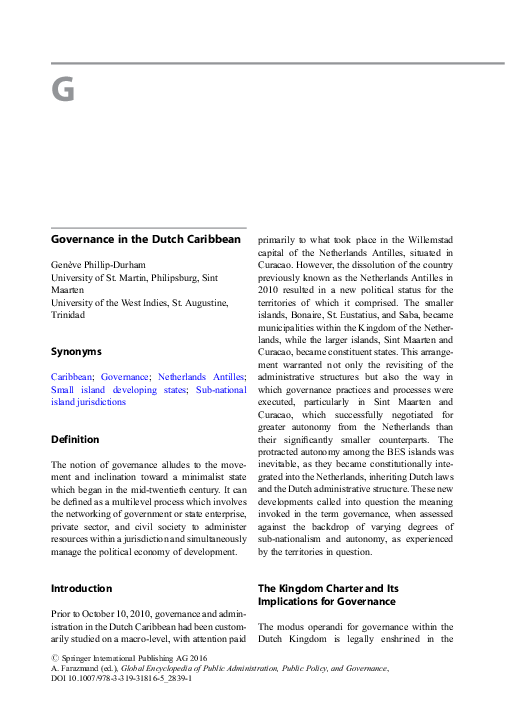 (PDF) Governance in the Dutch Caribbean