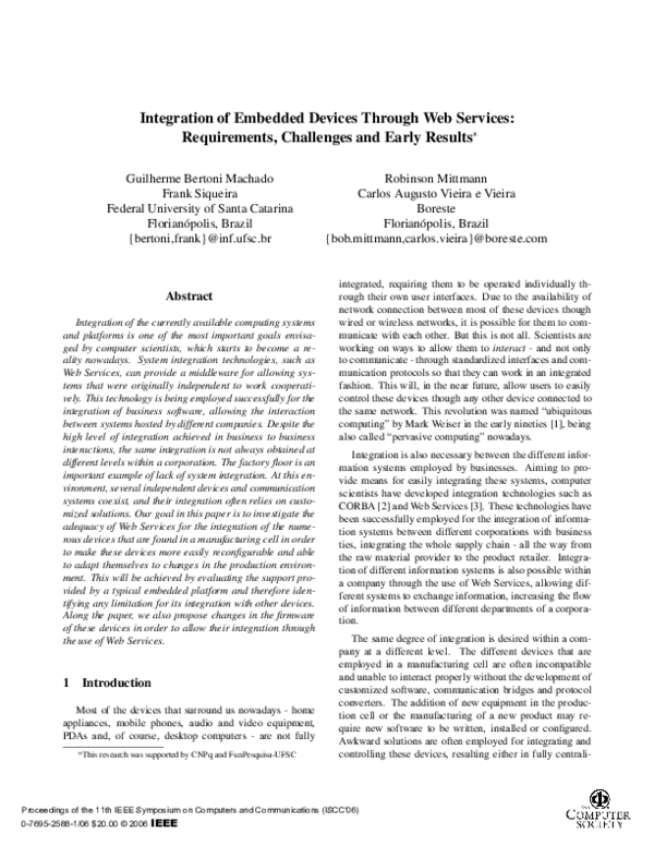(PDF) Integration of Embedded Devices Through Web Services ...