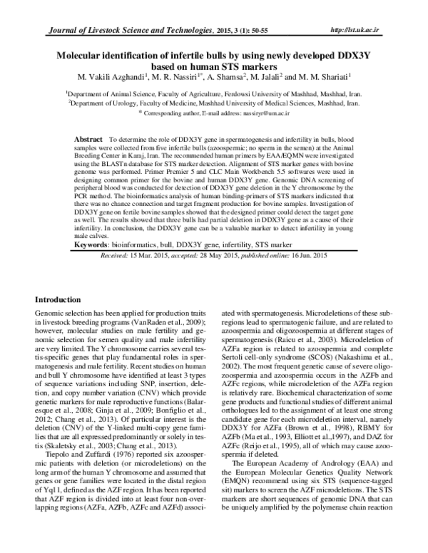(PDF) Molecular identification of infertile bulls by using newly ...