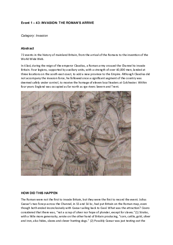 (DOC) Event 1 -43: INVASION: THE ROMAN'S ARRIVE Category: Invasion ...