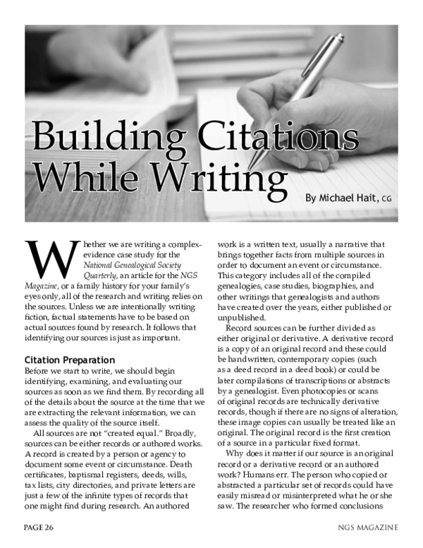 (PDF) Building Citations While Writing