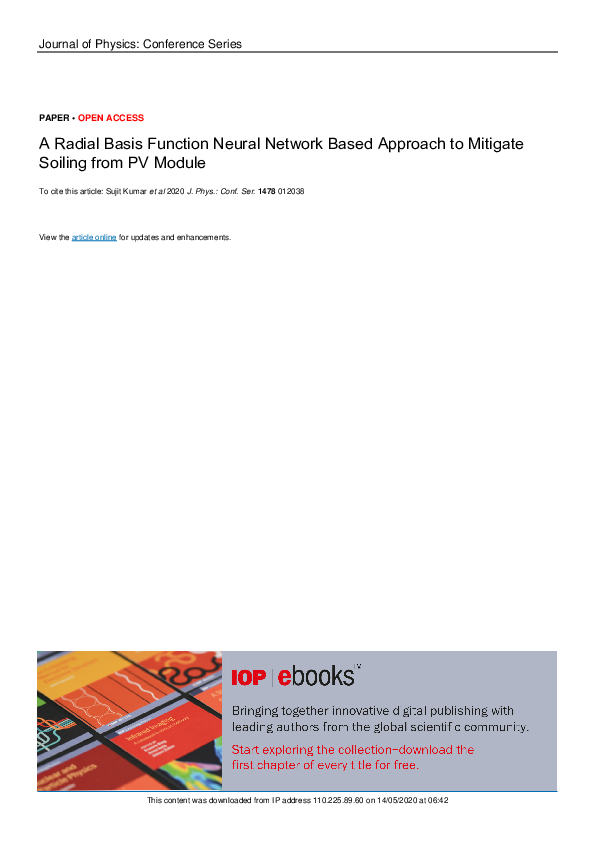 (PDF) A Radial Basis Function Neural Network Based Approach to Mitigate Soiling from PV Module A ...