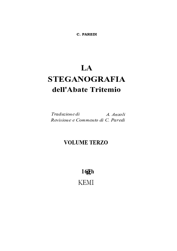 (PDF) LA STEGANOGRAFIA DELL'ABATE TRITEMIO