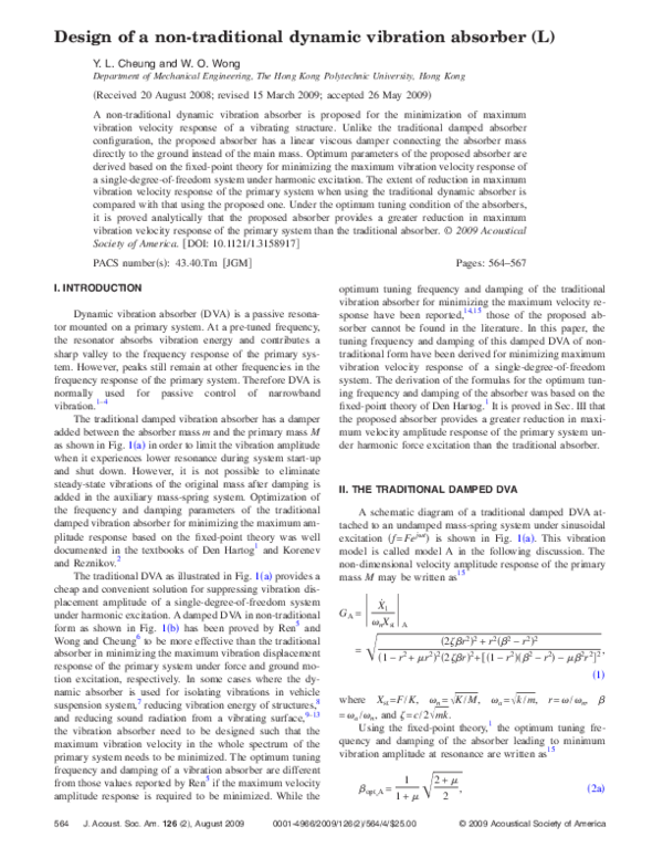 (PDF) Design of a non-traditional dynamic vibration absorber