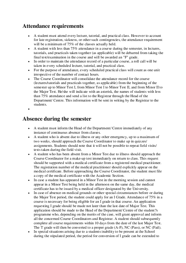 (PDF) Attendance requirements