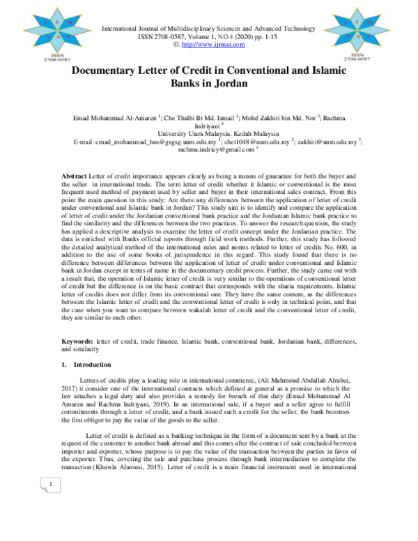 (PDF) Documentary Letter of Credit in Conventional and Islamic Banks in ...