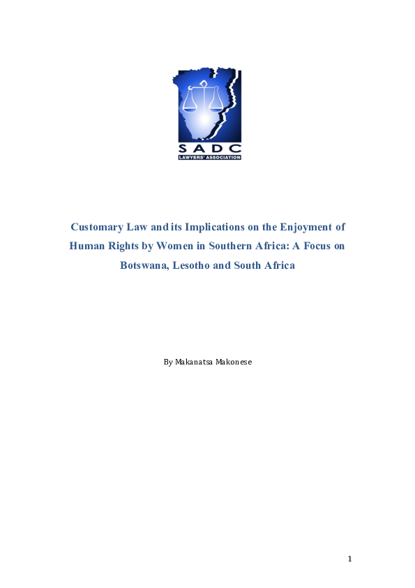 (PDF) Customary Law and its Implications on the Enjoyment of Human ...