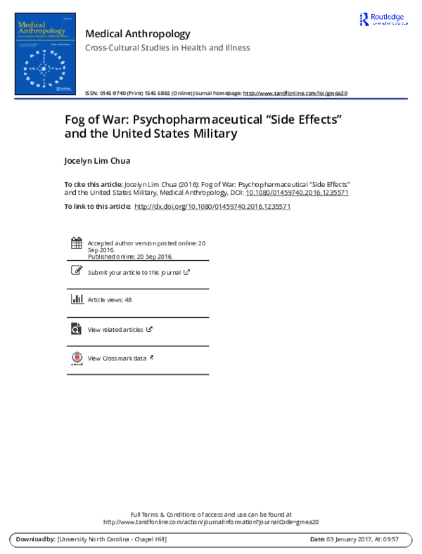 (PDF) FOG OF WAR: Psychopharmaceutical "Side Effects" and the United ...