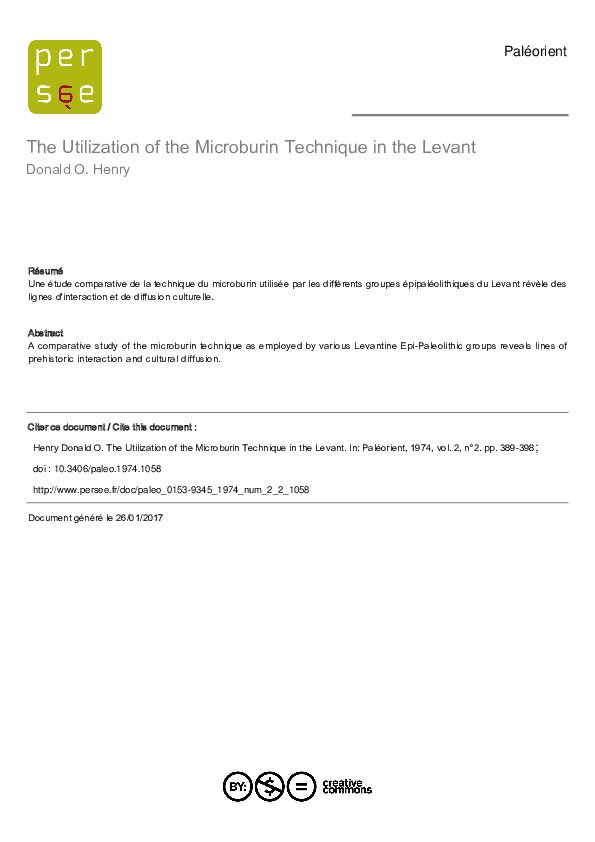 (PDF) The Utilization of the Microburin Technique in the Levant
