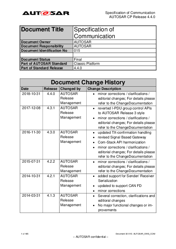 Pdf Specification Of Communication Autosar Cp Release 4 4 0