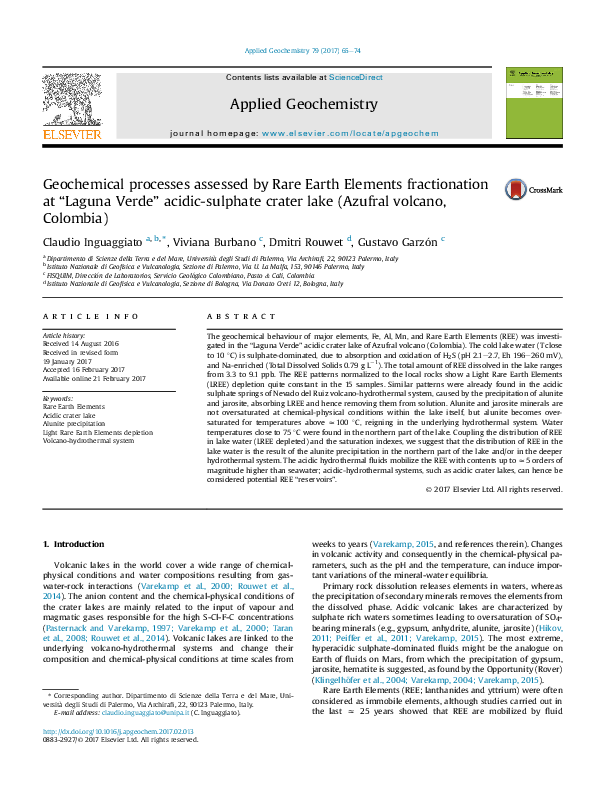 (PDF) Geochemical processes assessed by Rare Earth Elements ...