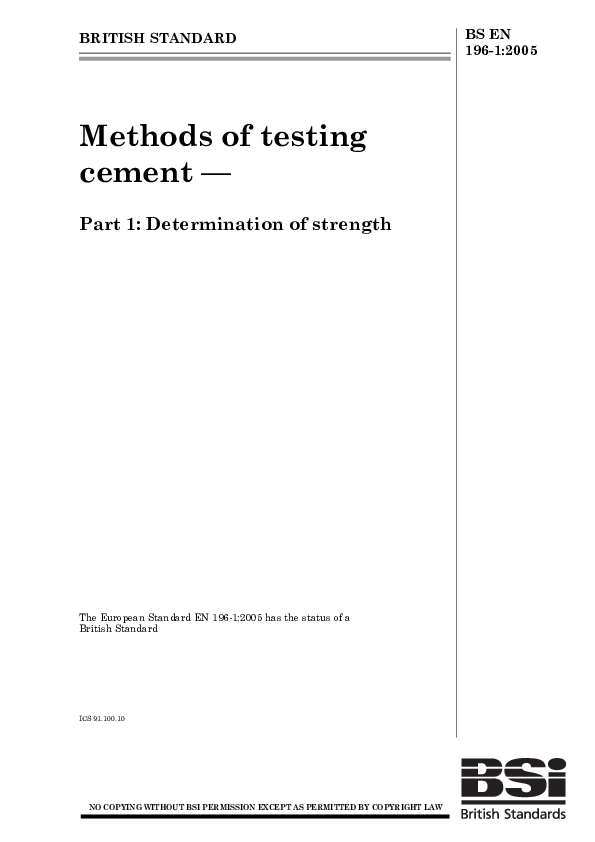 (PDF) Methods of testing cement - Part 1: Determination of strength