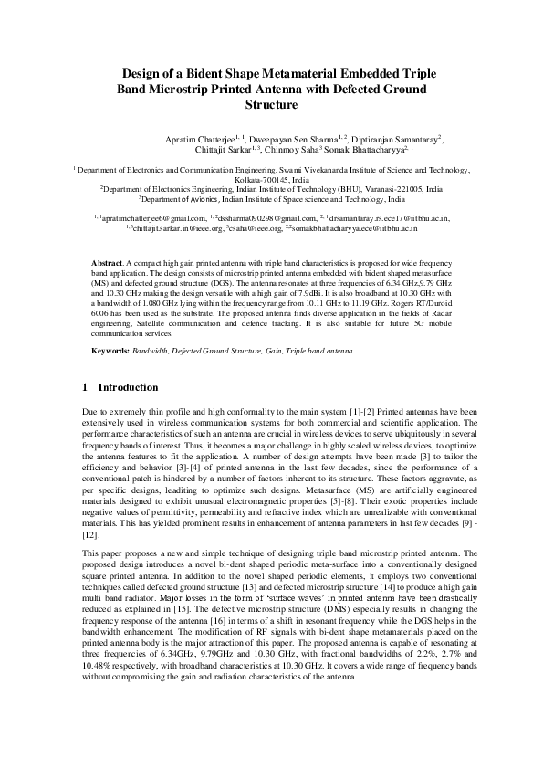 (PDF) Design of a Bident Shape Metamaterial Embedded Triple Band ...