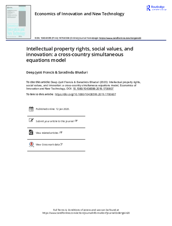 (PDF) Intellectual property rights, social values, and innovation: a ...