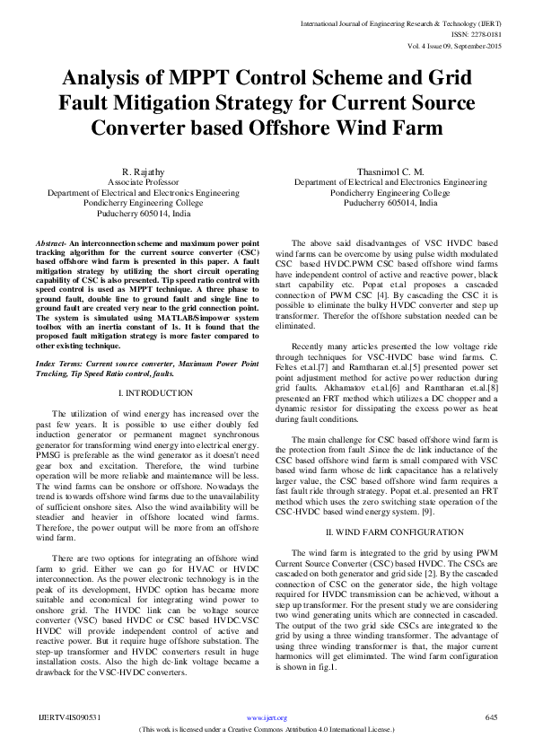 Pdf Ijert Analysis Of Mppt Control Scheme And Grid Fault Mitigation Strategy For Current