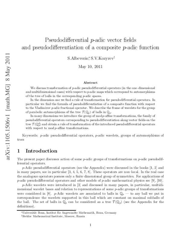 Pdf Pseudodifferential P Adic Vector Fields And Pseudodifferentiation