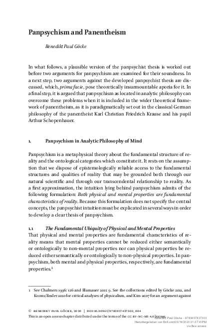 (PDF) Panpsychism and Panentheism