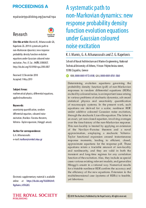 (PDF) A systematic path to non-Markovian dynamics: new response probability density function ...