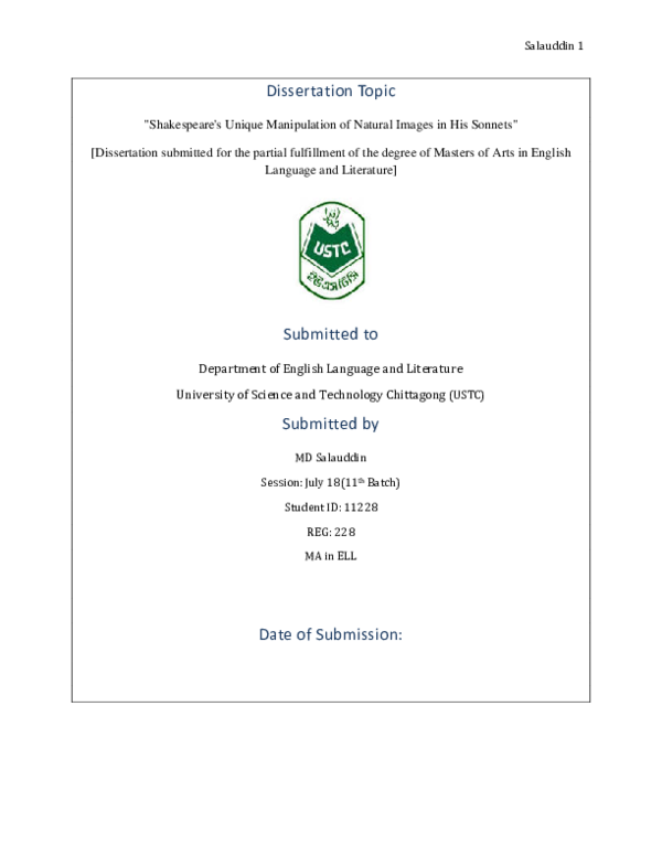 (PDF) "Shakespeare's Unique Manipulation of Natural Images in His Sonnets"