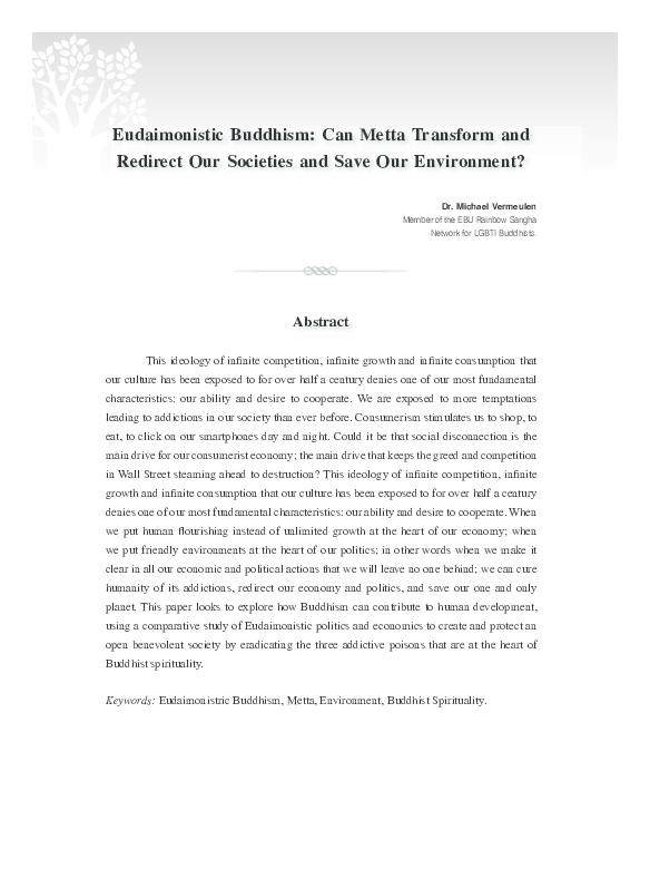 (PDF) Eudaimonistic Buddhism: Can Metta Transform and Redirect Our Societies and Save Our ...