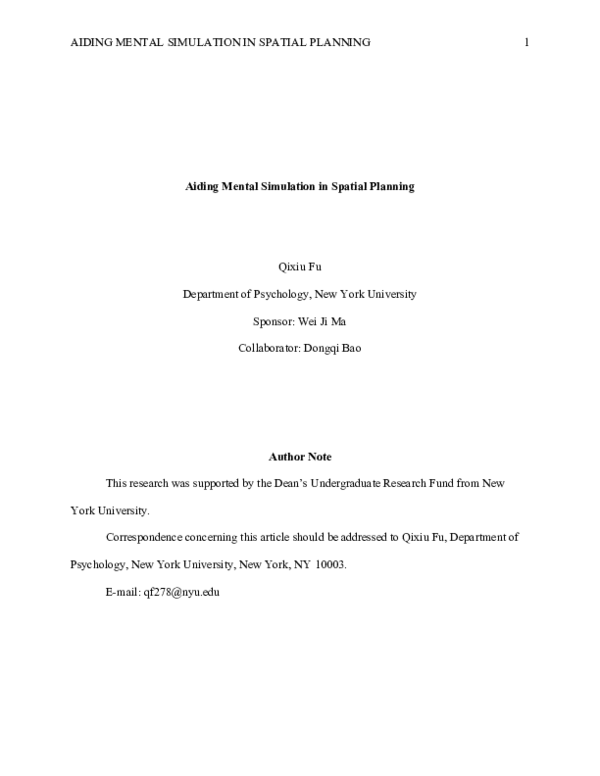(PDF) Aiding Mental Simulation in Spatial Planning