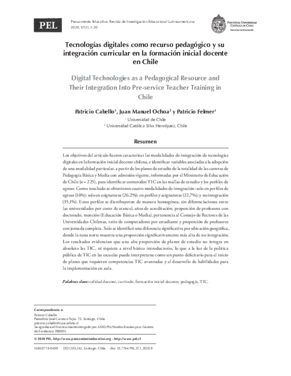 (PDF) Tecnologías digitales como recurso pedagógico y su integración ...