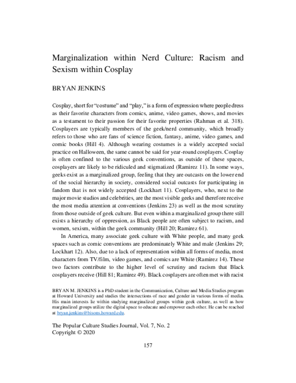 (PDF) Marginalization within Nerd Culture: Racism and Sexism within Cosplay