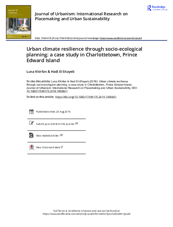 Pdf Journal Of Urbanism International Research On Placemaking And