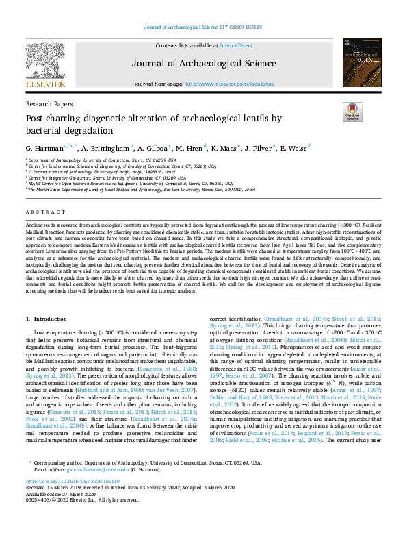 (PDF) Post-charring diagenetic alteration of archaeological lentils by ...