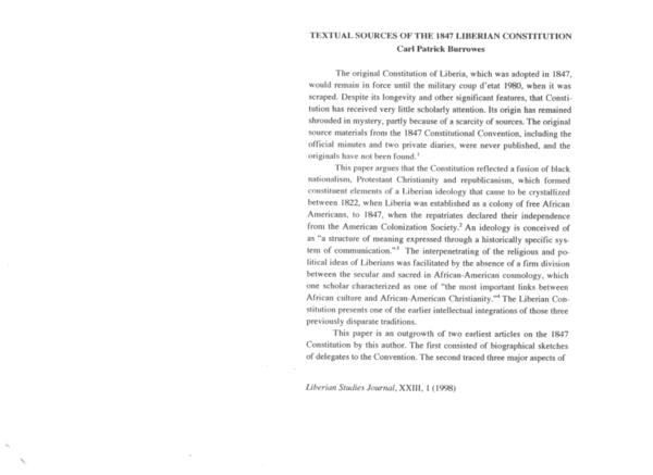 (PDF) Textual Sources of the 1847 Liberian Constitution