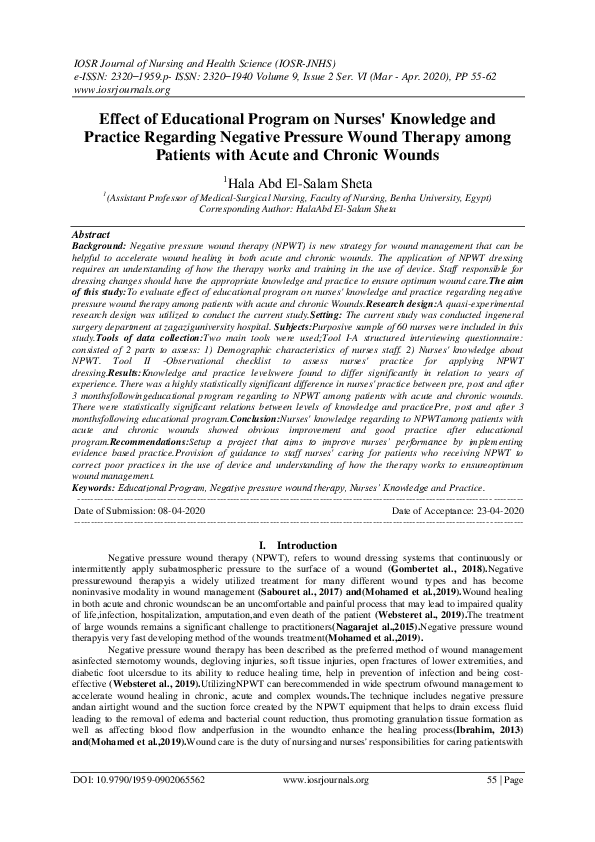 (PDF) Education Plan to Empower Wound Care Nurses for Evidence-Based Practice | patricia ...