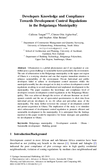 (PDF) Developers Knowledge and Compliance Towards Development Control ...