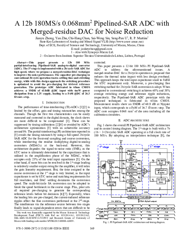 (PDF) A 12b 180MS/s 0.068mm 2 Pipelined-SAR ADC with Merged-residue DAC ...