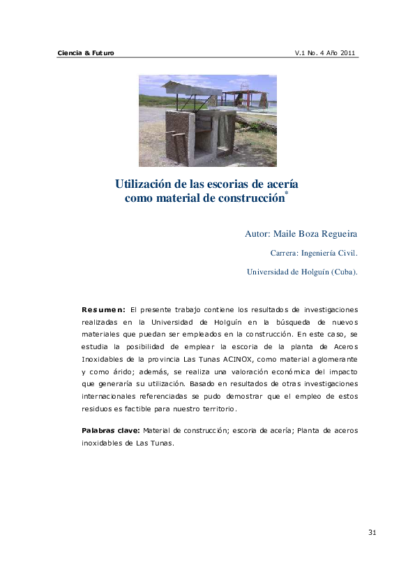 (PDF) Utilización de las escorias de acería como material de construcción