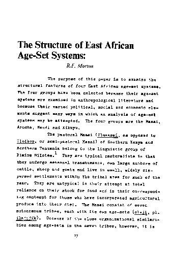 (PDF) The Structure of East African Age-Set Systems