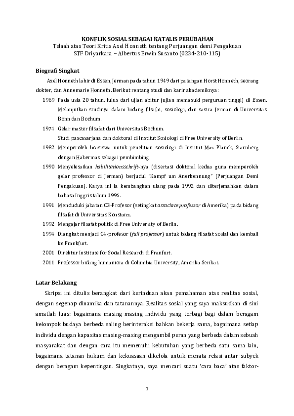 (PDF) [sum B] Konflik Sosial sebagai Katalis Perubahan - Albertus Erwin ...