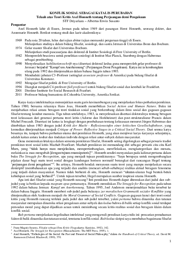 (PDF) SumA Konflik Sosial sebagai Katalis Perubahan Albertus Erwin Susanto