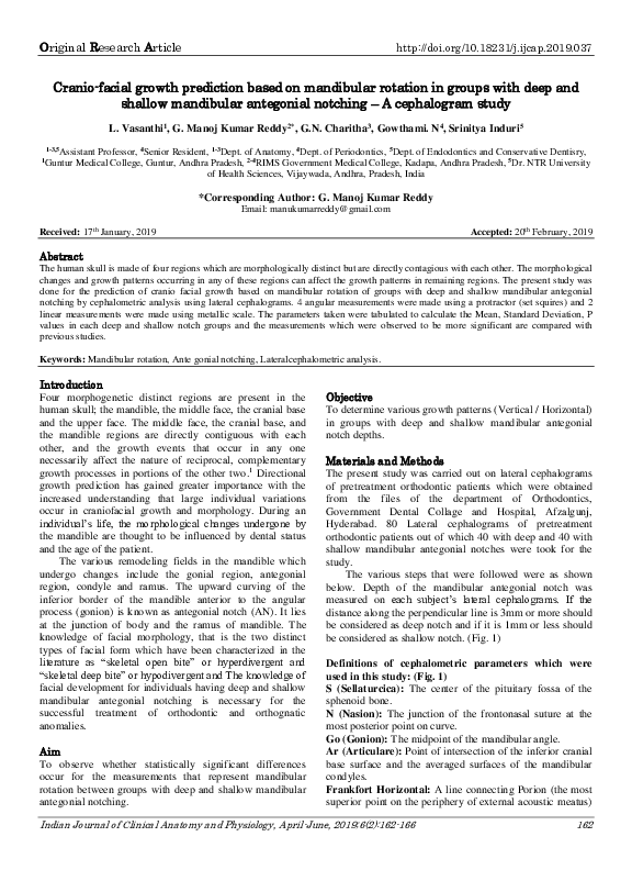 (PDF) Cranio-facial growth prediction based on mandibular rotation in ...